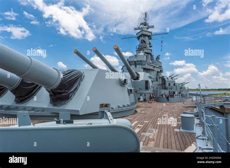 16 Inch 45 Caliber Big Guns On The Uss Alabama Museum Battleship At