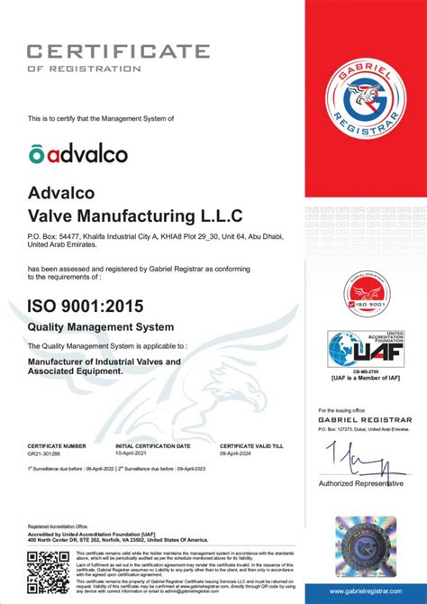 Certificates Advalco