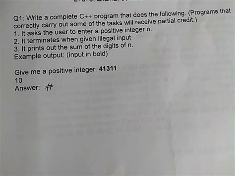 Solved Q1 Write A Complete C Program That Does The