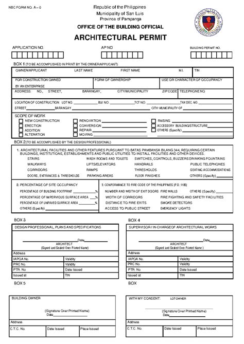 Architectural Permit Application For San Luis Pampanga Studocu