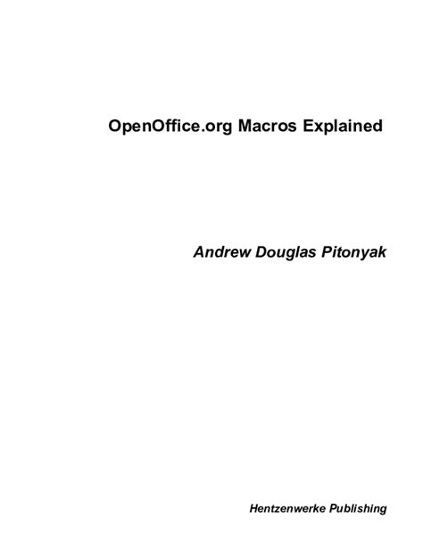 Pdf Openoffice Org Macros Explained