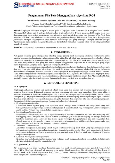 Pdf Seminar Nasional Teknologi Komputer And Sains Sainteks Pengamanan File Teks Menggunakan