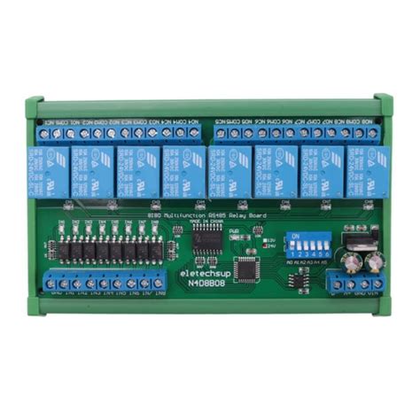 8 Ch RS485 Relay Board Modbus RTU UART Remote Control Switch DIN35 Rail Box For PLC Automation