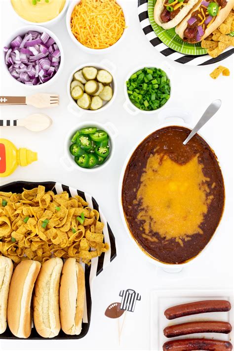 Chili Dog Bar For Game Day Cutefetti
