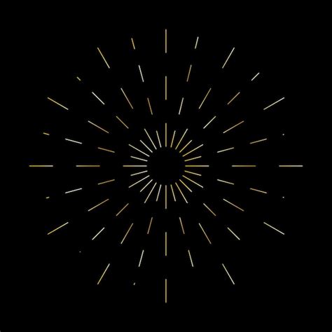 검은 배경에 황금 태양 광선 프레임 태양 광선 광선 햇살 배경 벡터 일러스트 레이 션 재고 이미지 프리미엄 벡터