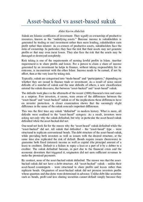 Pdf Asset Backed Vs Asset Based Sukuk 3