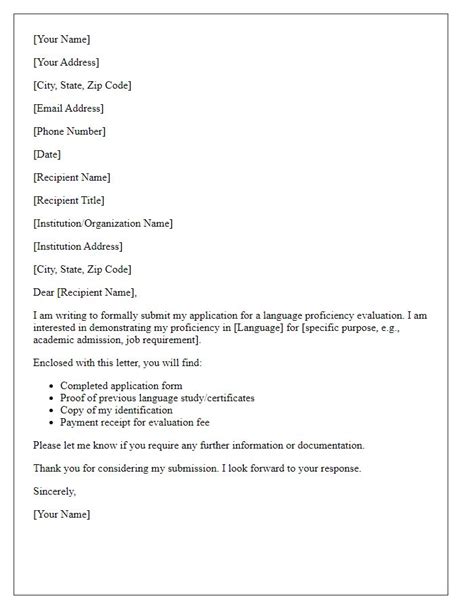 Letter Template For Language Proficiency Certification Free Samples In Pdf Letterin