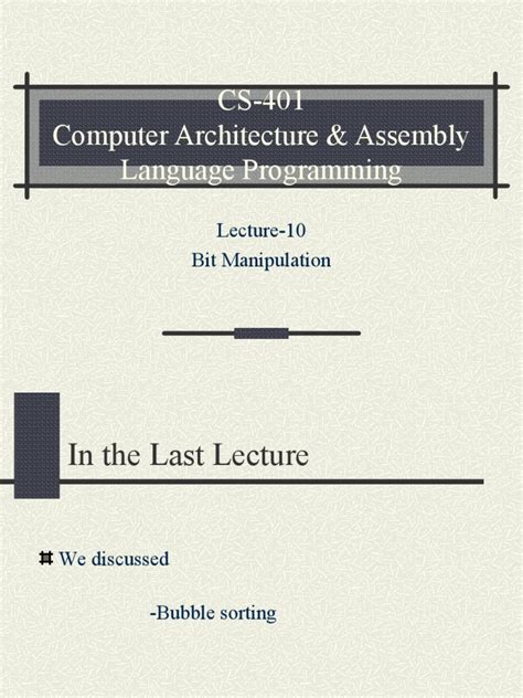 Cs 401 Computer Architecture And Assembly Language Programming Pdf
