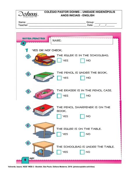 Prepositions And School Objects Worksheet Actividades Cuadernos