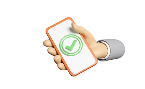 D Hand Holding Smartphone With Check Marks Tick Symbols Isolated Hand Using Mobile Phone