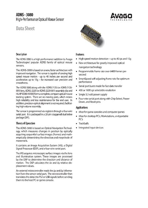 Adns 30801174041pdf Datasheet Download Ic On Line