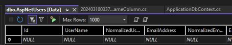 Core Renaming A Column Of The Aspnetusers Table Doesnt Work Stack Overflow