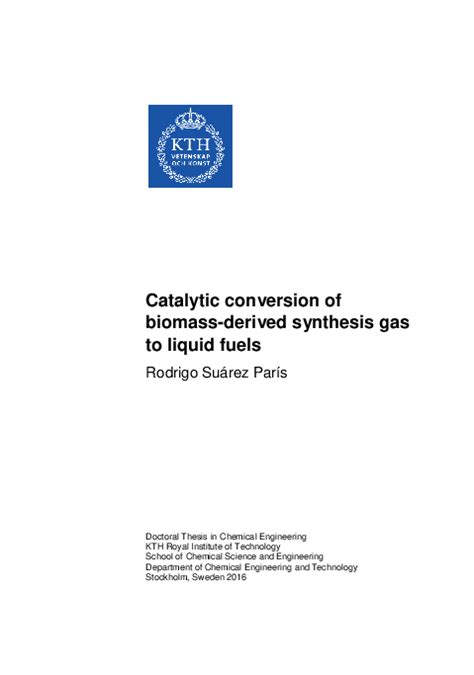 Pdf Chapter 3 Catalytic Conversion Of Biomass Derived Synthesis Gas To Fuels