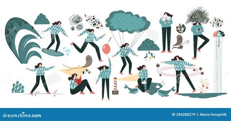 Introvert Female Character Reading Book At Home Vector 192672543