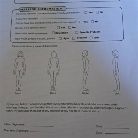 Massage Therapy Forms Editable Massage Consultation And Waiver Form