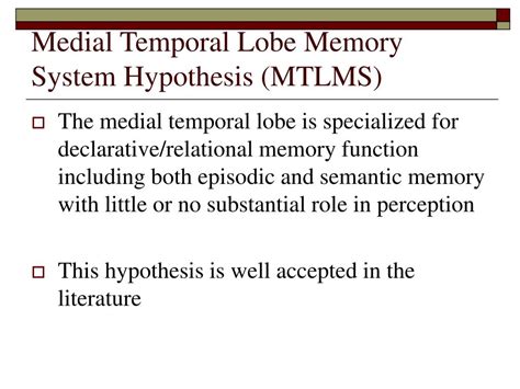 Ppt Involvement Of Medial Temporal Lobe Structures In Memory And