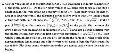 Use The Verlet Method To Calculate The Period Chegg