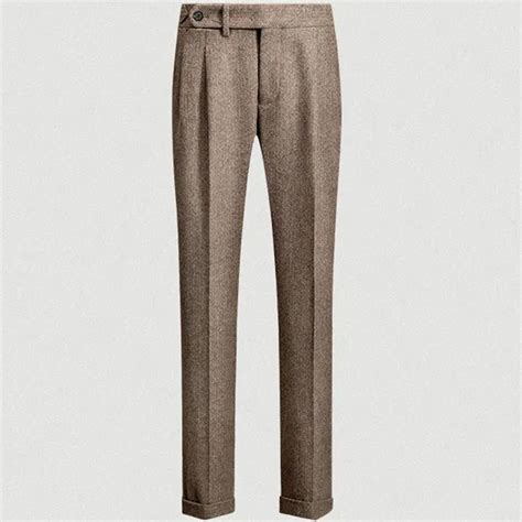 Miancor Men Trousers For Office Brown Dark Gray Wedding Herringbone