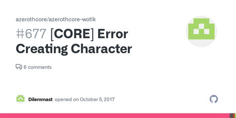 CORE Error Creating Character Issue Azerothcore Azerothcore Wotlk GitHub