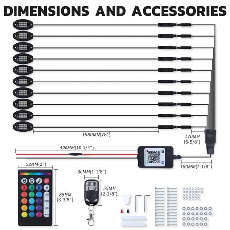 10x Rgb Led Rock Lights Neon Underglow Led Kit Bluetooth For Atv Utv