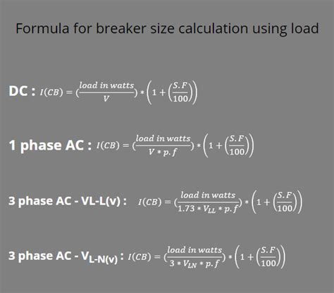 Breaker Size Calculator Electrical