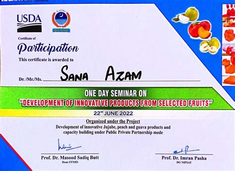 sana azam on linkedin seminar development of innovative fruits products