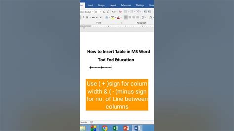 Insert Table in #microsoft #word #msword #computer #education #shorts # ...