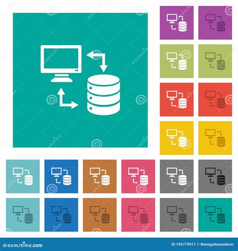 Syncronize Data With Database Square Flat Multi Colored Icons Stock Vector Illustration Of