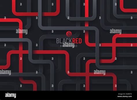 Abstract Red Grey And Black Geometric Curve Line Overlap Layers On