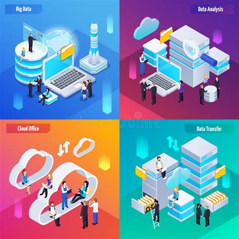 Big Data Isometric Concept Stock Vector Illustration Of Analytic