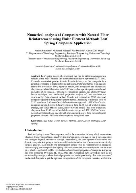 pdf numerical analysis of composite with natural fiber reinforcement