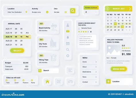 User Interface Elements For Travel Agency Mobile App Unique Neumorphic