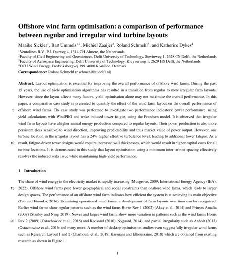 Pdf Offshore Wind Farm Optimisation A Comparison Of Performance
