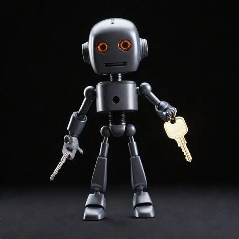 A Robot With A Key In Its Hand And A Key In The Middle Premium Ai Generated Image