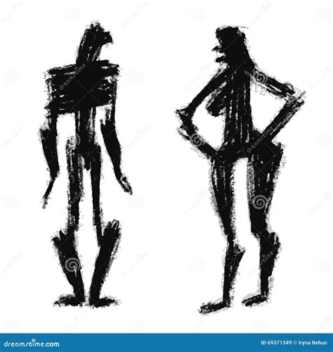 Gender Differences Caricature Of Man And Woman Stock Vector