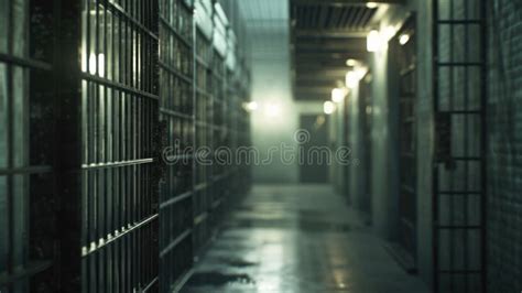 A Long Hallway With Multiple Bars Suitable For Depicting Confinement