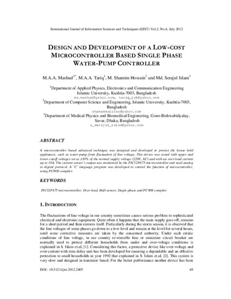pdf design and development of a low cost microcontroller based single