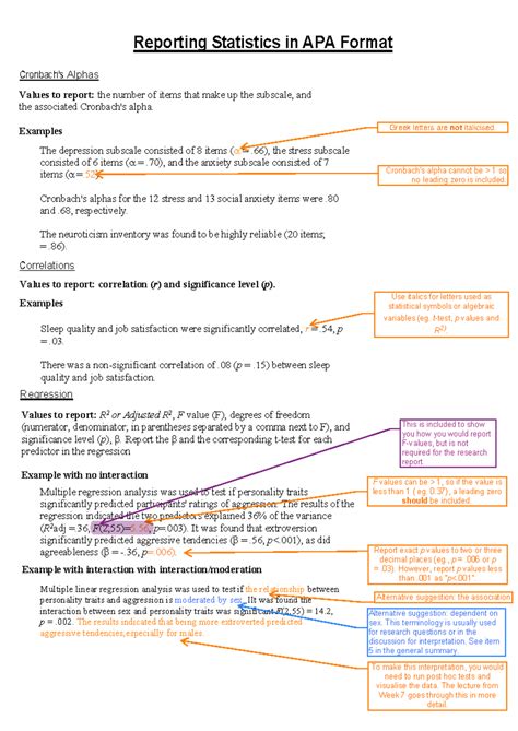 Reporting Statistics In Apa Format Updated Oct 23 Reporting Statistics In Apa Format Cronbach