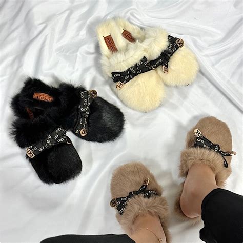 당일배송3color 리본 털 뮬 레터링 블로퍼 에이블리