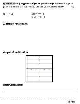 Solving Linear Systems Worksheet Assignment By Mona AS TPT