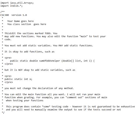 import java util arrays import stdlib csc300