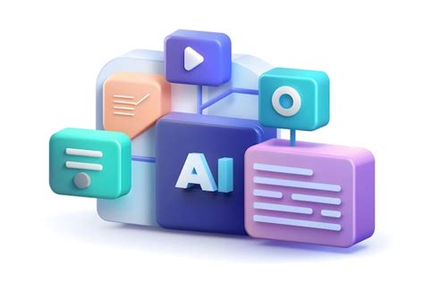 3d Ai Algorithm And Content Creation Icons For Marketing Isolated