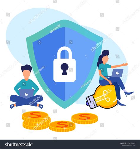 Soft Vector Illustration Concept Protecting Computer Stock Vector Royalty Free 1724569903