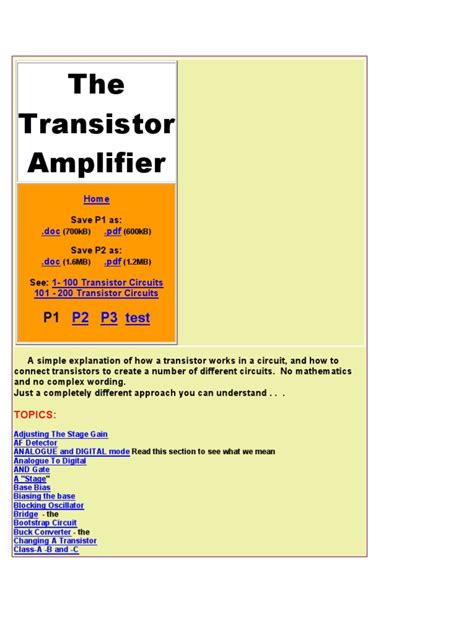 A Comprehensive Guide To Understanding Transistor Circuits Through