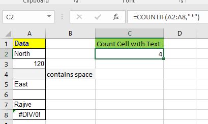 Count The Cells Containing Text