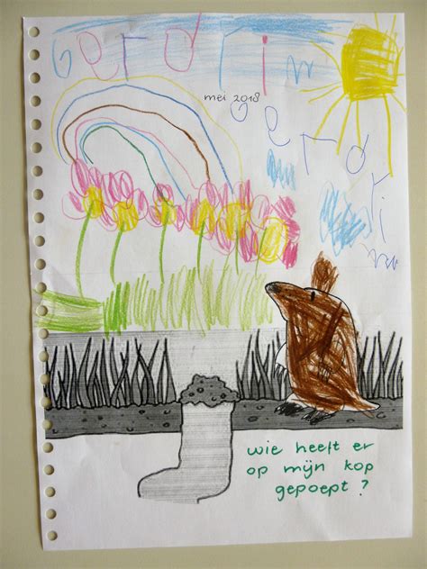 Tekening Wie Heeft Er Op Mijn Kop Gepoept Tekenen