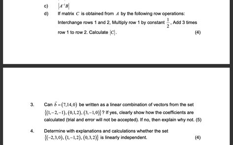 Solved C D B If Matrix C Is Obtained From A By The Chegg
