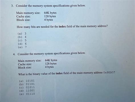 Solved Consider The Memory System Specifications Given Chegg Com