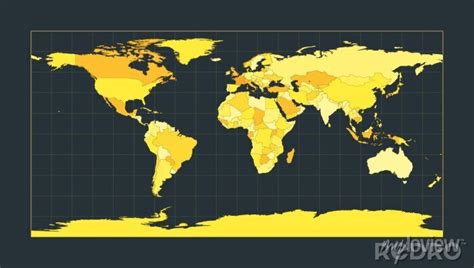 World Map Equirectangular Plate Carree Projection Futuristic • Wall Stickers Report