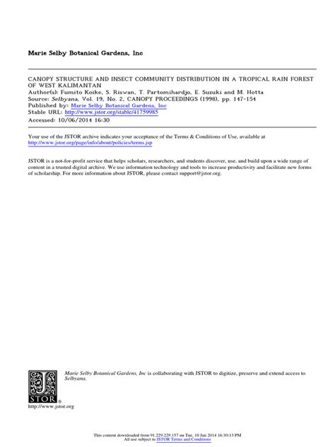 Canopy Structure And Insect Community Distribution In A Tropical Rani